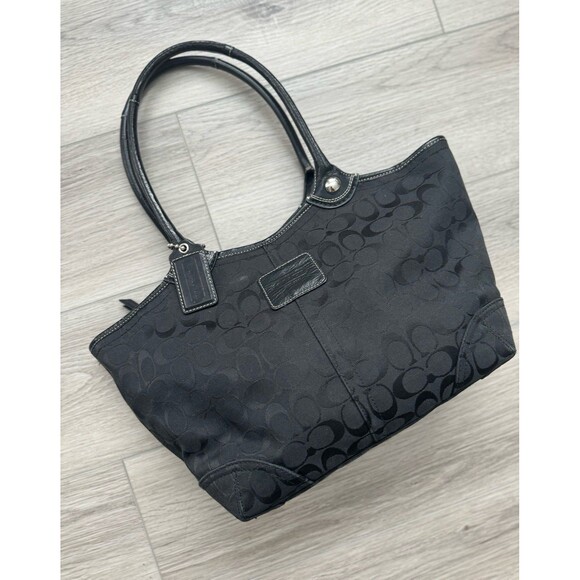 Coach | Bags | Coach Logo Monogram Purse Bag Tote Black Women | Poshmark